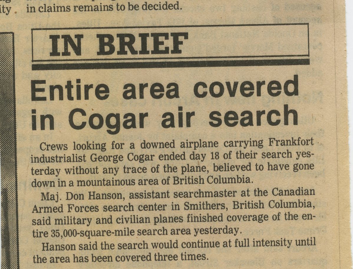 Entire are covered in Cogar air search | georgecogar